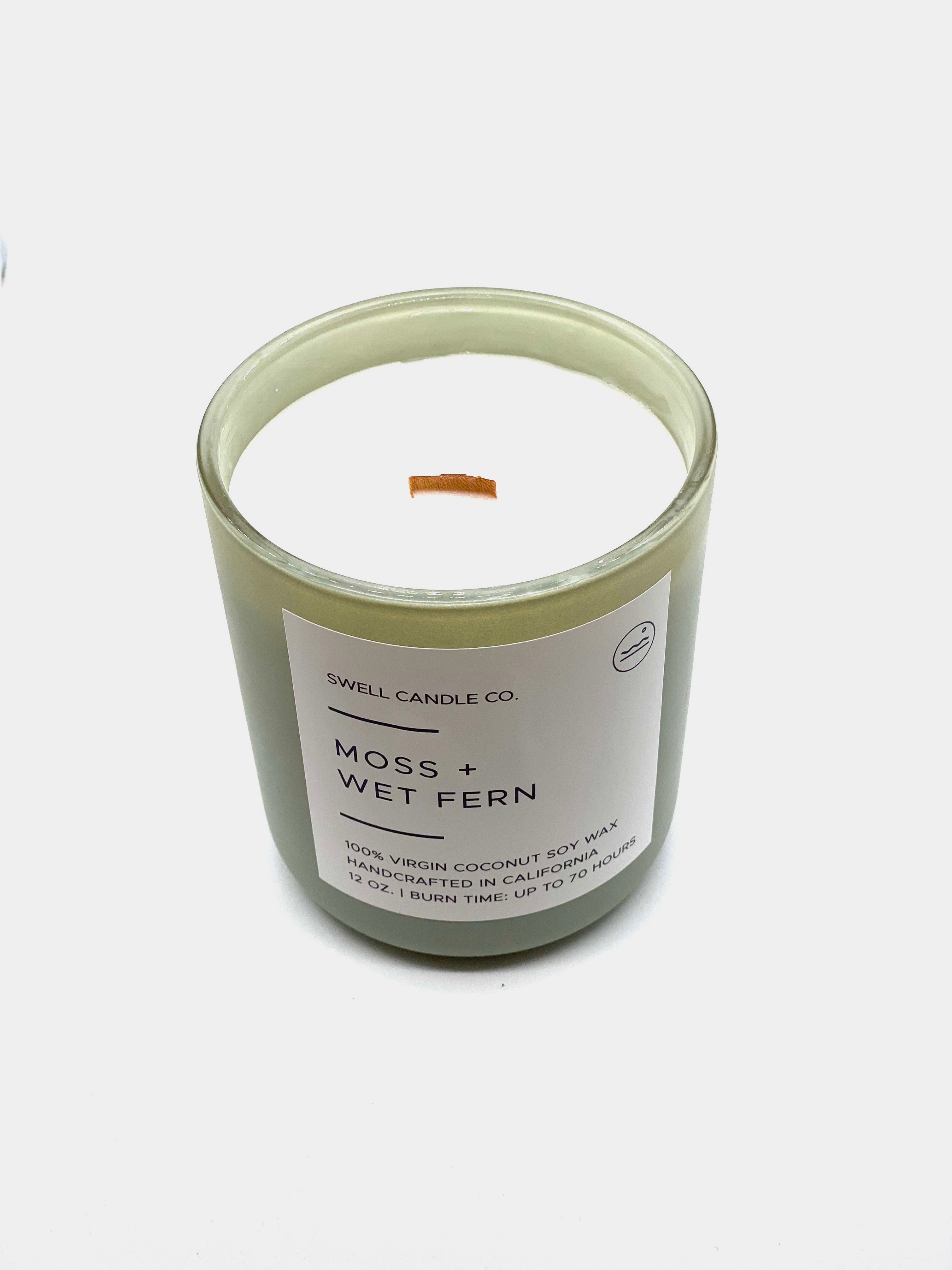 Moss + Wet Fern Coconut Soy Candle with Wooden Wick – Swell Candle Co